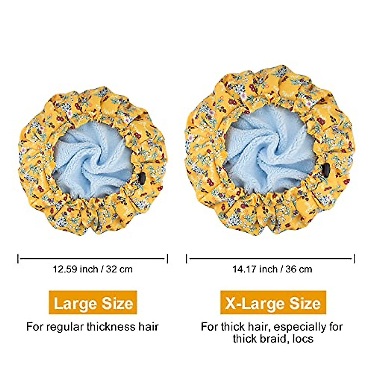 Luxury Shower Cap for Women, Waterproof Reusable Shower Caps Double Layers Microfiber Terry Lined with Dry Hair Function, Extra Large for Long Hair, Adjustable for Most Heads Size