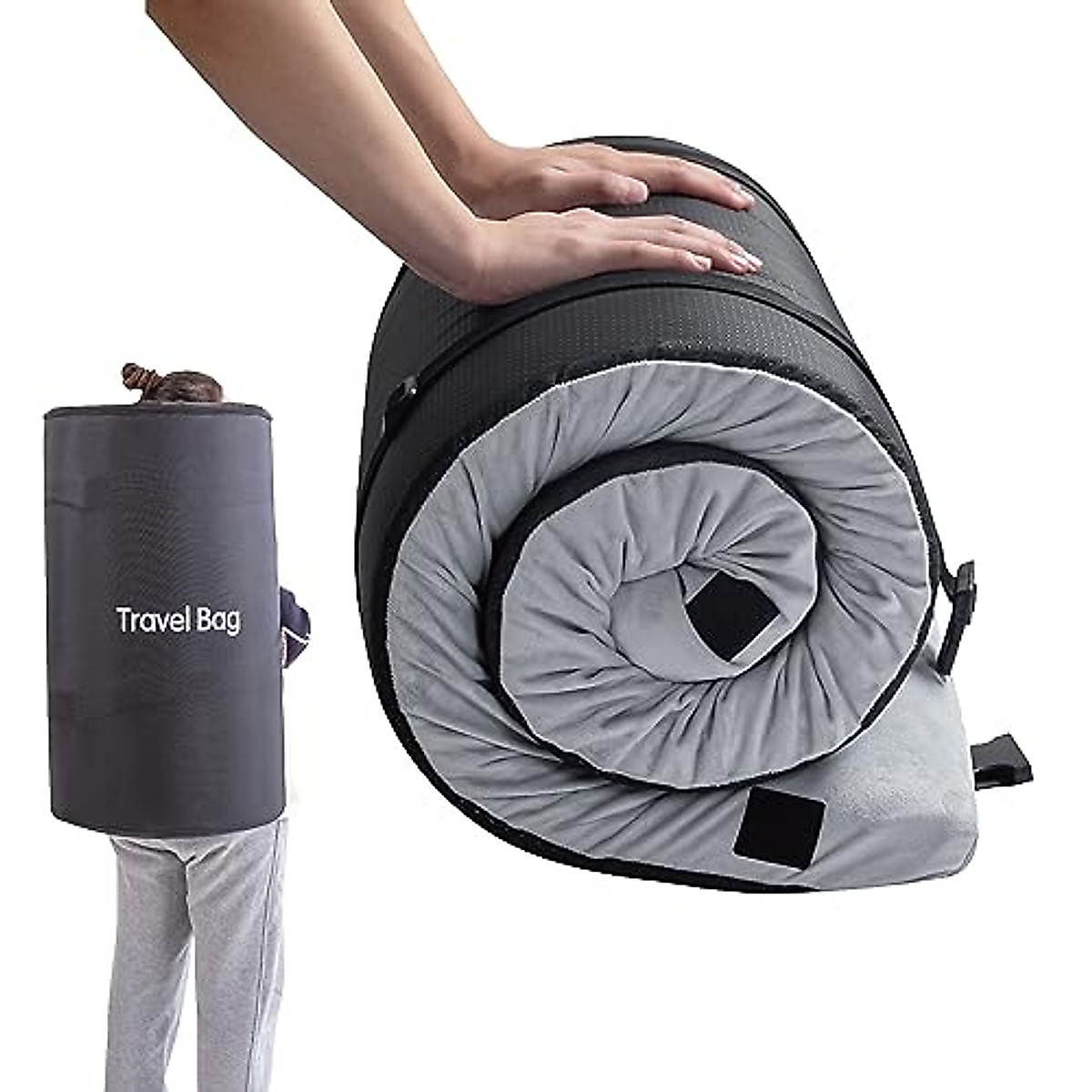 Memory Foam Camping Mattress 2.5 inch, Cot Pads, Single Small Portable Roll Up Camping Sleep Topper with Waterproof and Non-Slip Bottom, Camping Car Mat with Travel Bag, 72"×24"×2.5", Grey