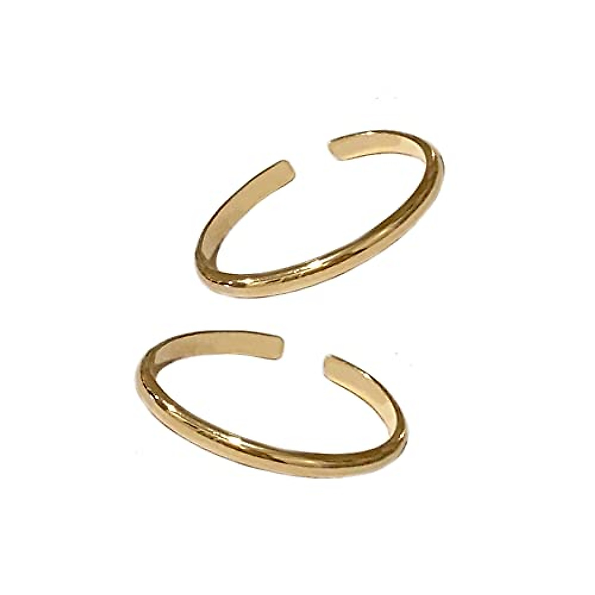 TOE RINGS & THINGS | Set of Two | 1mm Half Round Adjustable Toe Rings | Unisex (Gold Filled)
