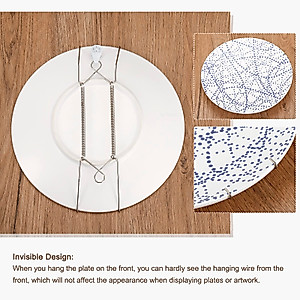 uxcell 3 Pieces Plate Hanger, 8 Inch Stainless Steel Invisible Wall Plate Hangers with 3Pcs Wall Hooks for Decorative Plates, Silver