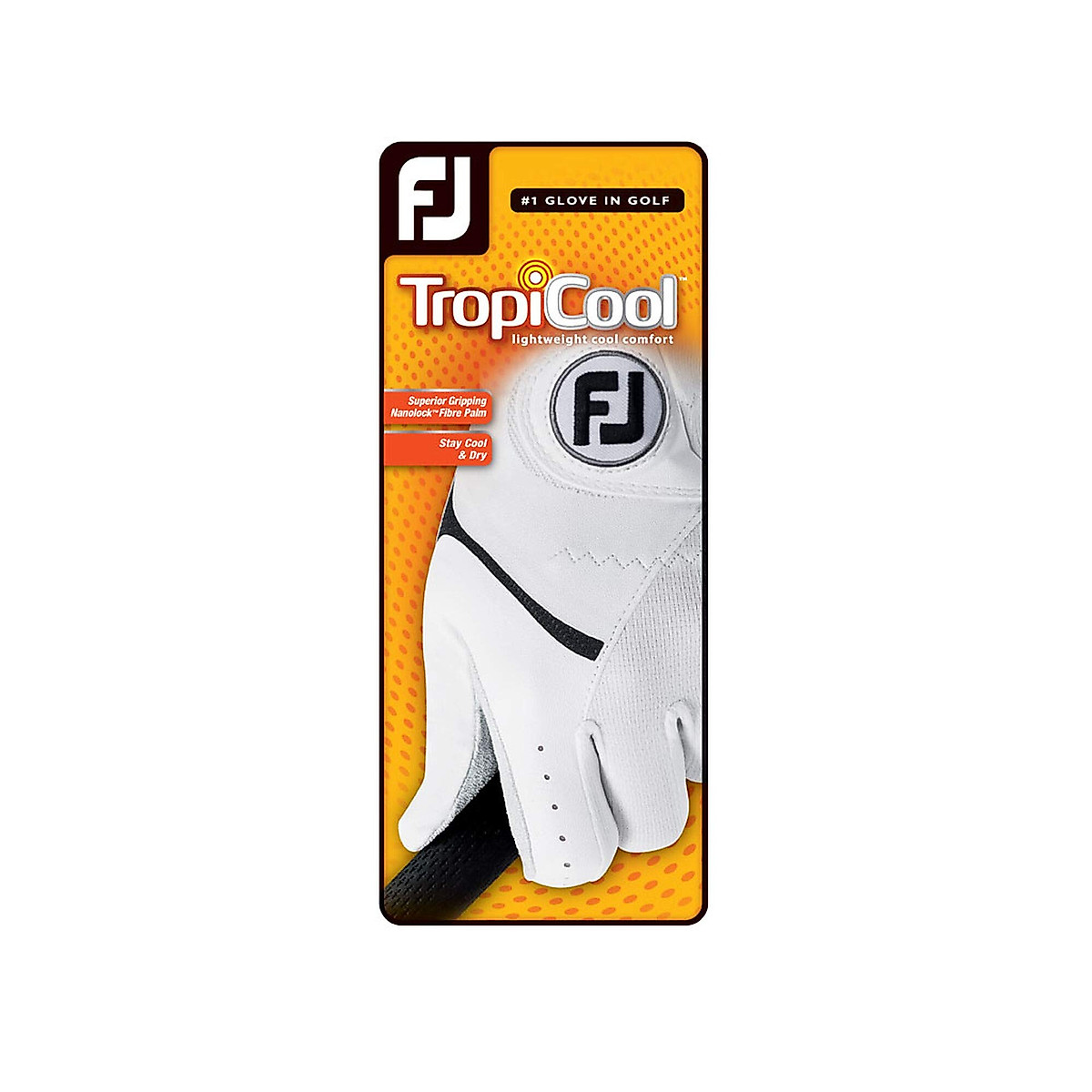 FootJoy TropiCool Gloves, White, Large, Worn on Left Hand