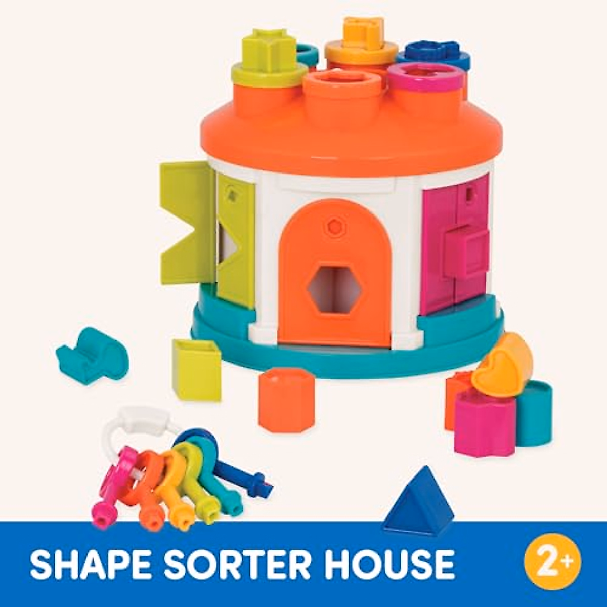 Battat – Shape & Color Sorting Toy – Developmental Toy – Pattern Matching Game – Color-Coded Keys – 2 Years + – Shape Sorter House