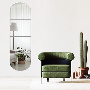 Full Body Length Mirrors for Walls, 15.7x12 4pcs Acrylic Plexiglass Mirror Stickers Wall-Mounted Stick On Frameless Makeup Large Long Mirror Home Workout Gym Hallway Dorm Floor Tile Self Adhesive