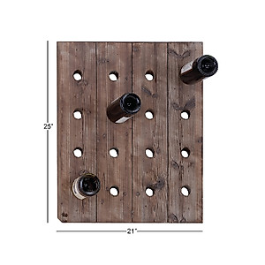 Deco 79 Wood 16 Bottle Wall Wine Rack, 21" x 4" x 25", Brown