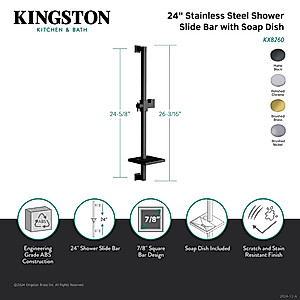 Kingston Brass KX8261 Designer Trimscape Showerscape 23-3/5-Inch ABS and Stainless Steel Slide Bar with Soap Dish, Polished Chrome