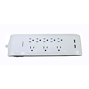 MaxWorks 50390 900 Joule 8 Outlet Power Strip with 2 USB Charging Ports, 8 Foot Power Cord 1875W 15A 125V 60HZ SJT 14/3