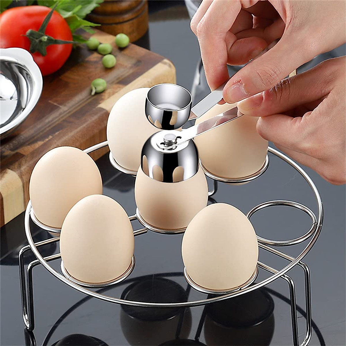 NuoYa 1 Pcs double head two-in-one stainless steel  opener Metal Egg Scissors 304 Stainless Steel Topper Shell Cutter Opener Boiled Raw Egg Open Creative Kitchen Tool eggshell opener