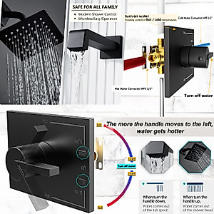 SOOOHOT Shower Fixtures, Black Shower Faucet Set with 6 Inch Matte Black Shower Head and Tub Spout, Black Shower Head and Handle Set (Valve Included)