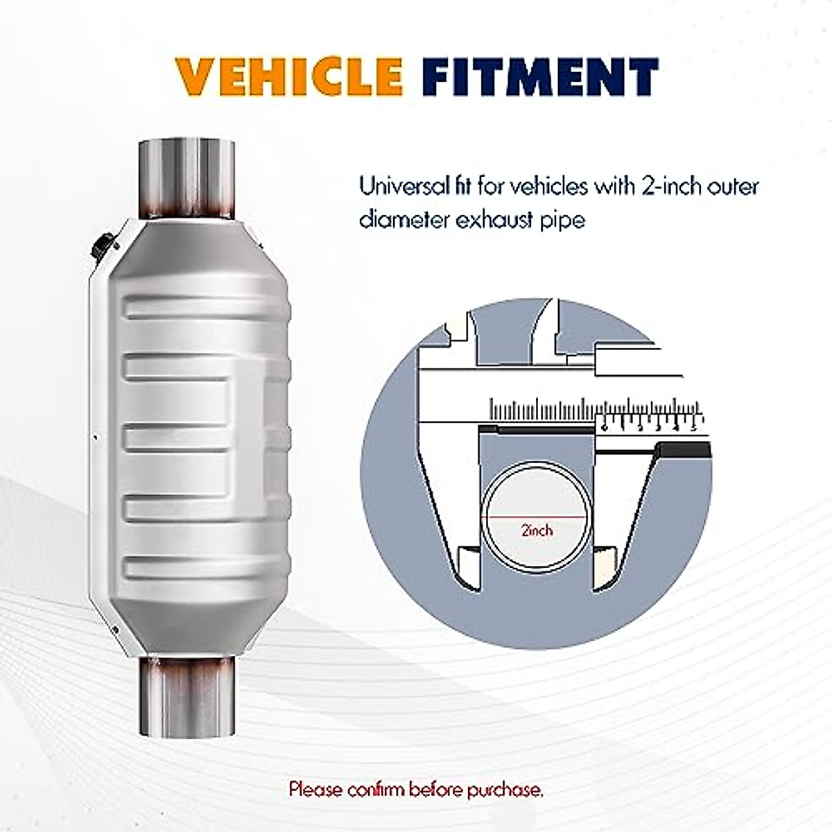 ASOPARTS 2" Universal Catalytic Converter, 2" Inlet/Outle Cat Converter with Heat Shield and O2 Port