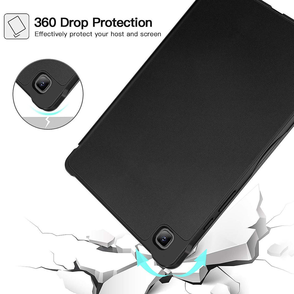 ZtotopCase Case for Samsung Galaxy Tab A7 10.4 Inch 2020 (SM-T500/T505/T507), Ultra-Thin and Lightweight Smart PU case with Automatic Sleep/Wake Function, case for Samsung Galaxy Table A7, Black