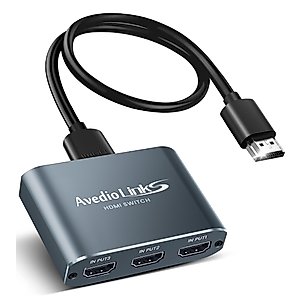 HDMI Switch 3 in 1 Out 4K@60Hz Aluminum Alloy【with 4FT HDMI 2.0 Cable】, avedio links 3x1 HDMI Multi Port Switch, 3 Way HDMI Selector Switcher Support HDCP 2.2, HDR 10, for Fire TV Stick, PS5