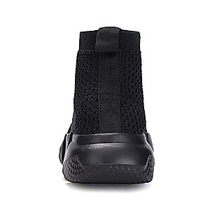 Casbeam Boys and Girls Breathable Lightweight Fashion Casual Sports Walking Shoes Running Sneakers 054 High Top All Black 36