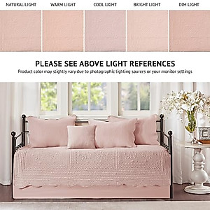 Madison Park Daybed Cover Set-Trendy Damask Quilting with Scalloped Edges All Season Luxury Bedding with Bedskirt, Matching Shams, Decorative Pillow, 75"x39", Tuscany Blush, 6 Piece