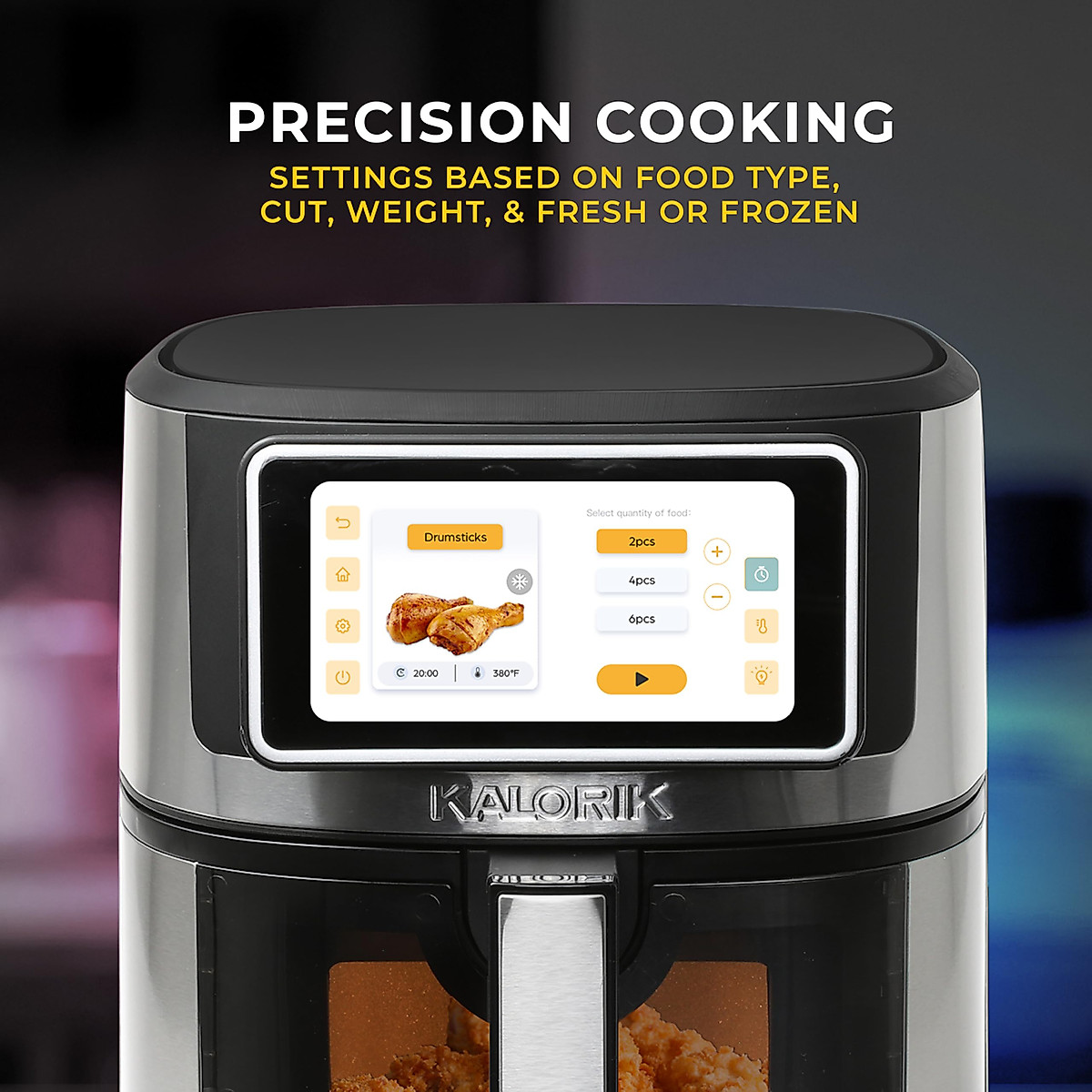 Kalorik VIVID TOUCH 7 Quart High-Resolution Touchscreen Air Fryer with Window, Stainless-Steel