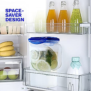 Pitcher 50 Oz. (Set of 2) Plastic Pitcher with Lid | Jug for Fridge | Juice Container with Lid | Iced Tea Pitcher | Airtight Pitcher with Spout Perfect for Lemonade, Water. BPA Free, Blue (Small)