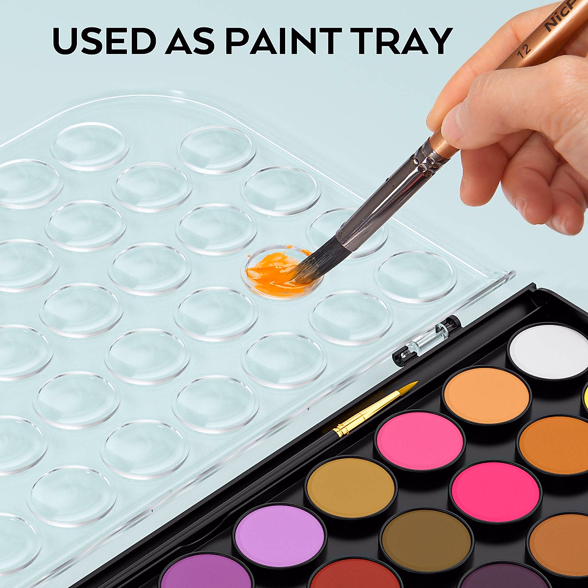 Nicpro Watercolor Paint Set, 48 Water Colors Kit with 8 Squirrel Brushes, Palette, Watercolor Pen, 25 Art Pad Paper, 2 Art Sponges, Non-Toxic Painting Supplies for Kids, Adults, Beginners, Artists