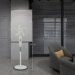 Rechargeable Fan 16” Solar, USB, Lamp, 18000 mAH Battery, Operated Stand Fan.