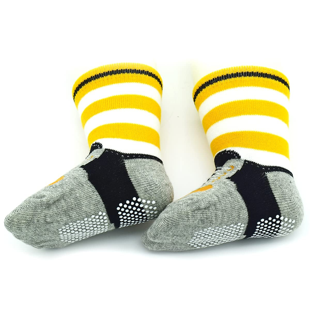 Fly love 6 Pairs Baby Socks Non-Slip Anti Slip Toddler Socks Grips for Baby Boys Girls Ankle Crew Cotton Socks With Gift Box (Style A)