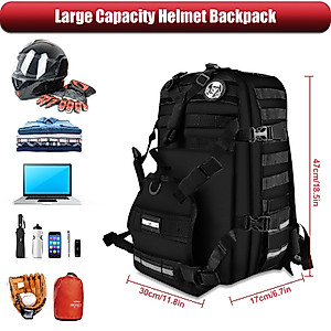 FANCYTIMES Helmet Backpack Large Capacity Motorcycle Helmet Backpack - Men Basketball Luggage Storage Waterproof Cycling Backpack for Sports Outdoor Activities