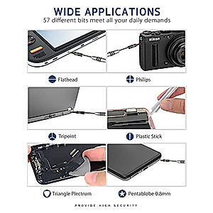 Syntus Precision Screwdriver Set, 63 in 1 with 57 Bits Screwdriver Kit, Magnetic Driver Electronics Repair Tool Kit for iPhone, Tablet, Macbook, Xbox, Cellphone, PC, Game Console, Black