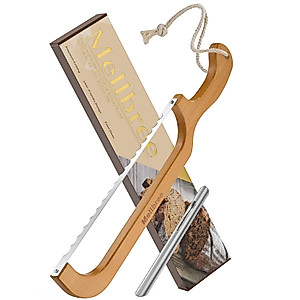 Mellbree Bread Knife for Homemade Bread, 16" Sourdough Bread Knife 304 Stainless Steel Serrated Bread Bowl Knife, Bread Cutting Knife, Bread Slicer Knife, Light Color Option