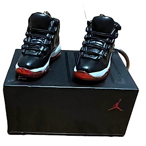 Mini Shoes Keychain Pair or Single With or Without The Box, Mini Kicks, Mini Sneaks, Black 11s Mini Kicks Shoes Keychains (Pair No Box)