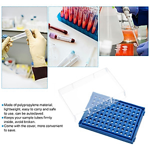 PATIKIL 96 Wells PCR Tube Rack for 0.2ml Test Strips Tubes, 4pcs Waterproof Tubes Filling Tray Centrifuge Tube Holder, Blue