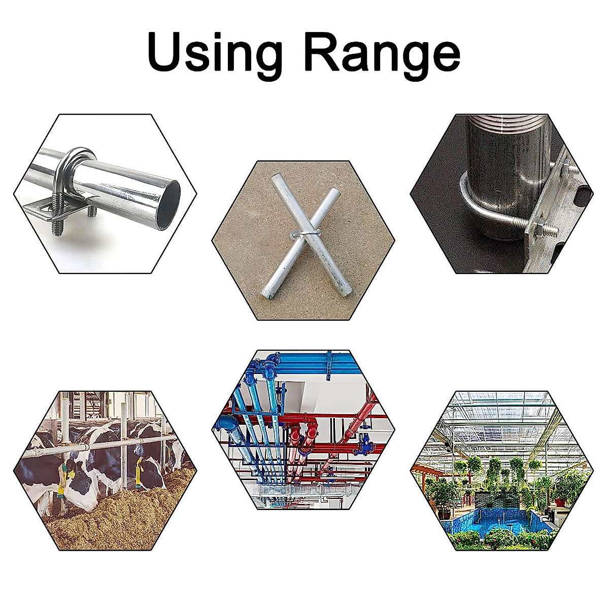 Aoje-Link Round U-Bolts 4.02"(102mm) Inner Width M8 Thread 304 Stainless Steel Silver with Plates Nuts Flat Washers for Car/RV/Trailer Bumper, 2Pcs