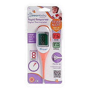 Dreambaby Rapid Response Digital Thermometer with Fever Alert, Orange