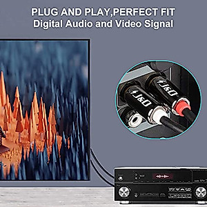 J&D 1/4 inch TRS to Dual RCA Audio Cable, Gold Plated Copper Shell Heavy Duty 6.35mm 1/4 inch Male TRS to 2 RCA Male Stereo Audio Y Splitter Cable, 3 Feet