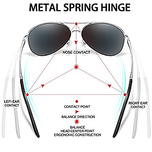 BOTPOV Aviator Sunglasses for Men Women Polarized UV400 Protection Mirrored Lens Metal Frame with Spring Hinges