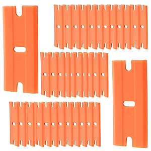 Coufce 300 Pieces Plastic Razor Blade Orange Double Edged Razor Scraper Tool Safety Glass Scraper for Removing Decals, Stickers, Clean Car Window, Adhesive Label