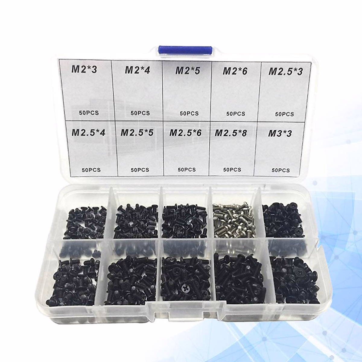 TEHAUX 500pcs Set Lap Desk Head Bolt Self Tapping Screws Metal Screws Computer Screws Head Cap Screw Cross Head Screw 6mm Machine Screws Small Black Screws Laptop Screw Group