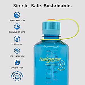 Nalgene Sustain Tritan BPA-Free Water Bottle Made with Material Derived from 50% Plastic Waste, 16 OZ, Narrow Mouth