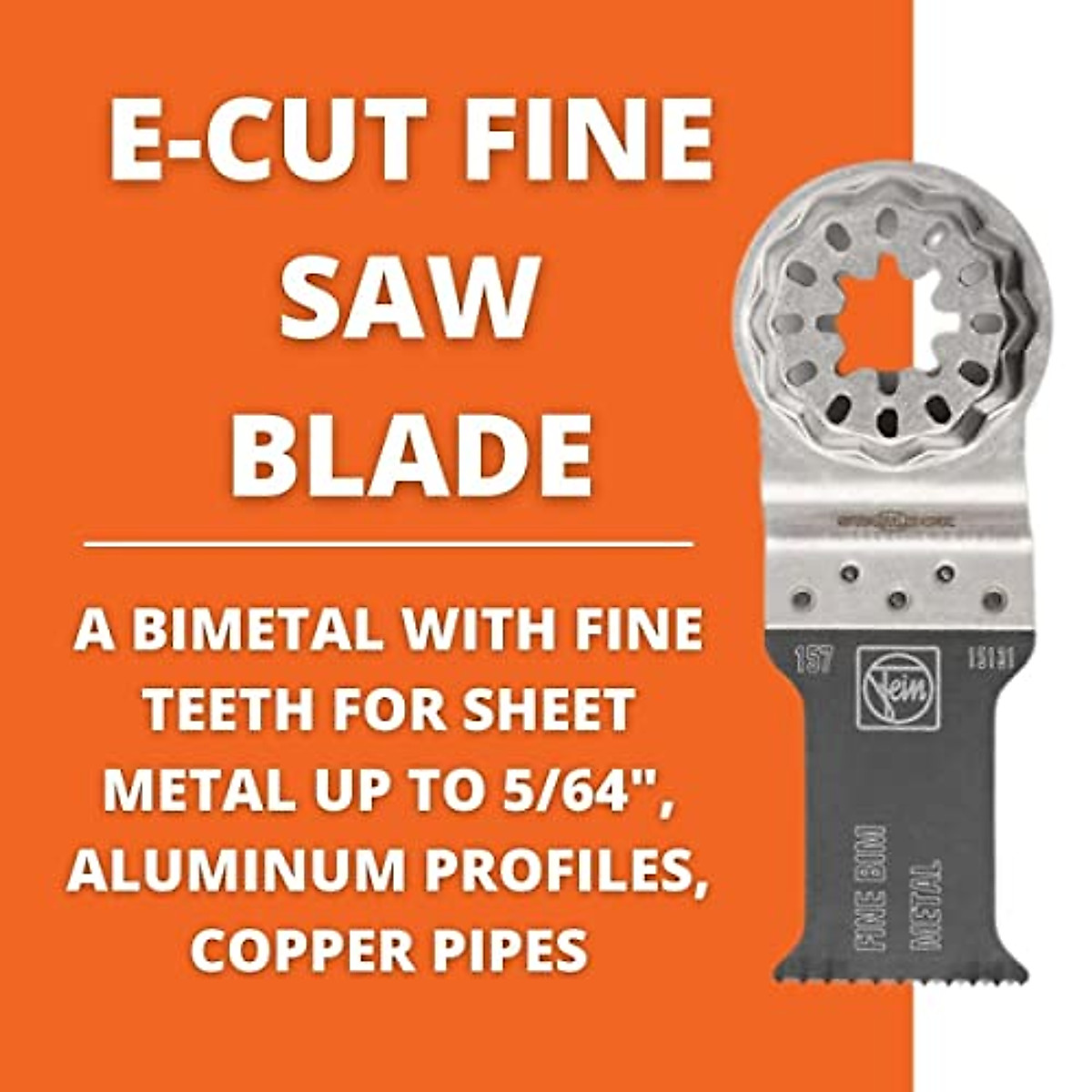 Fein StarLock E-Cut Fine Oscillating Saw Blade - Narrow Waisted Shape 1-1/8" Width for Aluminum Profiles and Copper Pipes - Fits Most Multitools - 10-Pack - 63502157290