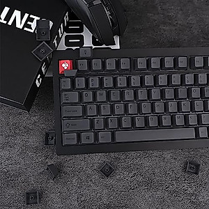 GEKUCAP 128 Keys Dark Grey Keycaps, Cherrr Profile PBT Customized Keycaps Set, Dye Sublimation Black and Grey Keycaps Fit for Any Cherry Mx Switches Gaming Mechanical Keyboard