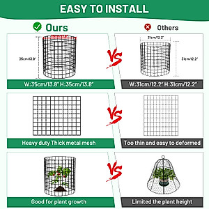 Keten 5 Pack Plant Protector from Animals, 15pcs Metal Mesh to Keep Animals Out, 13.7'' Dia x 13.7'' H Plant Cages, Garden Protection Bunny Barricades from Chicken Squirrels for Flowers & Vegetables