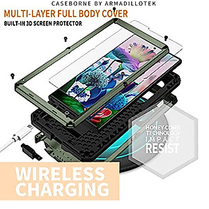 FW Samsung Galaxy S23 Ultra Metal Case with Slide Camera Cover Built in Screen Protector Full Body Hybrid S23 Ultra Case Metal Kickstand Military Heavy Duty Armor Silicone Case for Man Woman (Green)