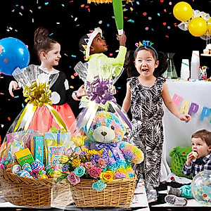 QOIUSO 6PCS Extra Large Cellophane Bags, 35x45 Inch Cellophane Wrap for Gift Baskets Clear Cellophane Gift Bags 2.8 Mil Thick