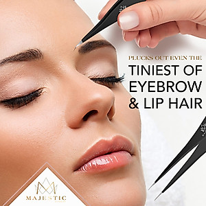 Surgical Tweezers for Ingrown Hair - Precision Sharp Needle Nose Pointed Tweezers for Splinters, Ticks & Glass Removal - Best for Eyebrow Hair, Facial Hair Removal(1 pack pointed, black)