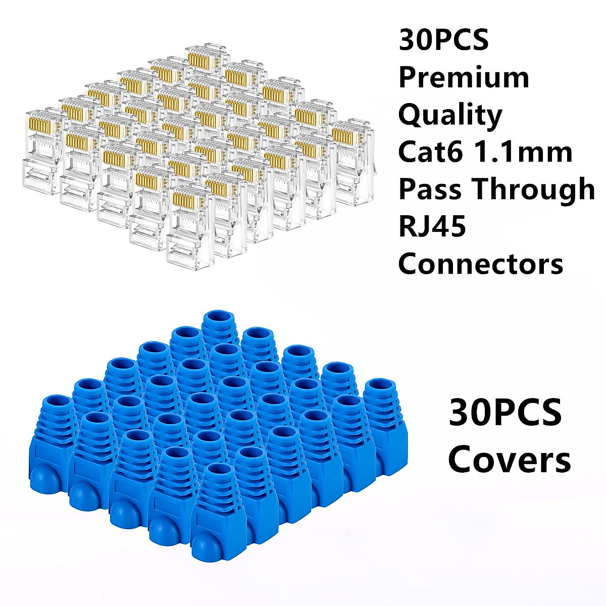 Gaobige RJ45 Crimp Tool Kit Pass Through, Cat5 Cat5e Cat6 Cat6A Crimping Tool with 50PCS RJ45 Cat6 Pass Through Connectors, 20PCS Covers, Cable Tester, Cutter, Wire Stripper