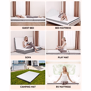 Forias Memory Foam Folding Mattress Full with Storage Bag, 4 Inch Tri-fold Mattress, Breathable Foldable Mattress Topper Portable Mattress for Floor Guest Bed Full Size 75" L x 54" W x 4" H