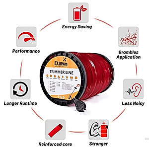 Cluparis 5-Pound Heavy Duty Square Trimmer Line .155-inch-by-492-ft Commercial String Trimmer Line in Spool, 0.155" Nylon Weed Eater String with Bonus Line Cutter（ Red）
