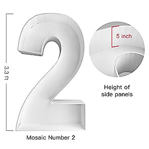 Mosaic Numbers for Balloons 3.3 Ft Pre-Cut Number 2 Balloon Frame Large Cardboard Marquee Numbers for 2nd Birthday Party Decorations Balloon Number Frame 2