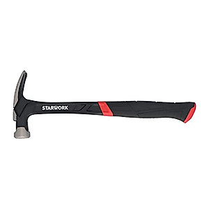 STARWORK 20 oz Hammer with Comfort Grip, Nailing Hammer Steel Head Steel Handle, AntiVibe, Rip Claw