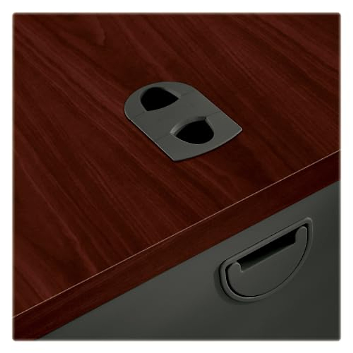 HON 38000 Series Right Pedestal Desk, 48" X 30" X 29.5", Mahogany/Charcoal