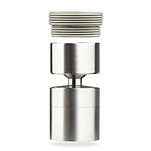 KWODE Kitchen Sink Faucet Swivel Aerator Stainless Steel 2-Flow Faucet Spray Head 360°Swivel Head 1.8 GPM Big Angle Swivel Aerator-55/64 Inch-27UNS Female (One Male adapter Included)