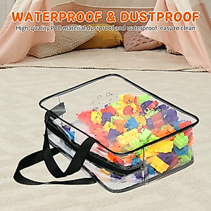 8 Packs Large Toy Storage Bags with Zipper and Labels, Clear PVC Waterproof Toy Organizers Bags for Board Games, Puzzles Pieces, Building Blocks, Handmade Accessories, Kid Books