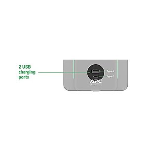 APC UPS 950VA Line Interactive UPS Battery Backup, BVK950M2 Backup Battery with AVR, 2 USB Charging Ports (Type C/Type A), Back-UPS Uninterruptible Power Supply, Black