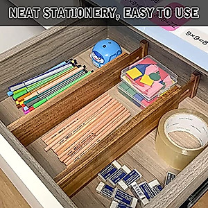 Bambu Masster Acaia wood Kitchen Drawer Dividers 4 Pack,Works in Kitchen,Dresser,Bathroom.